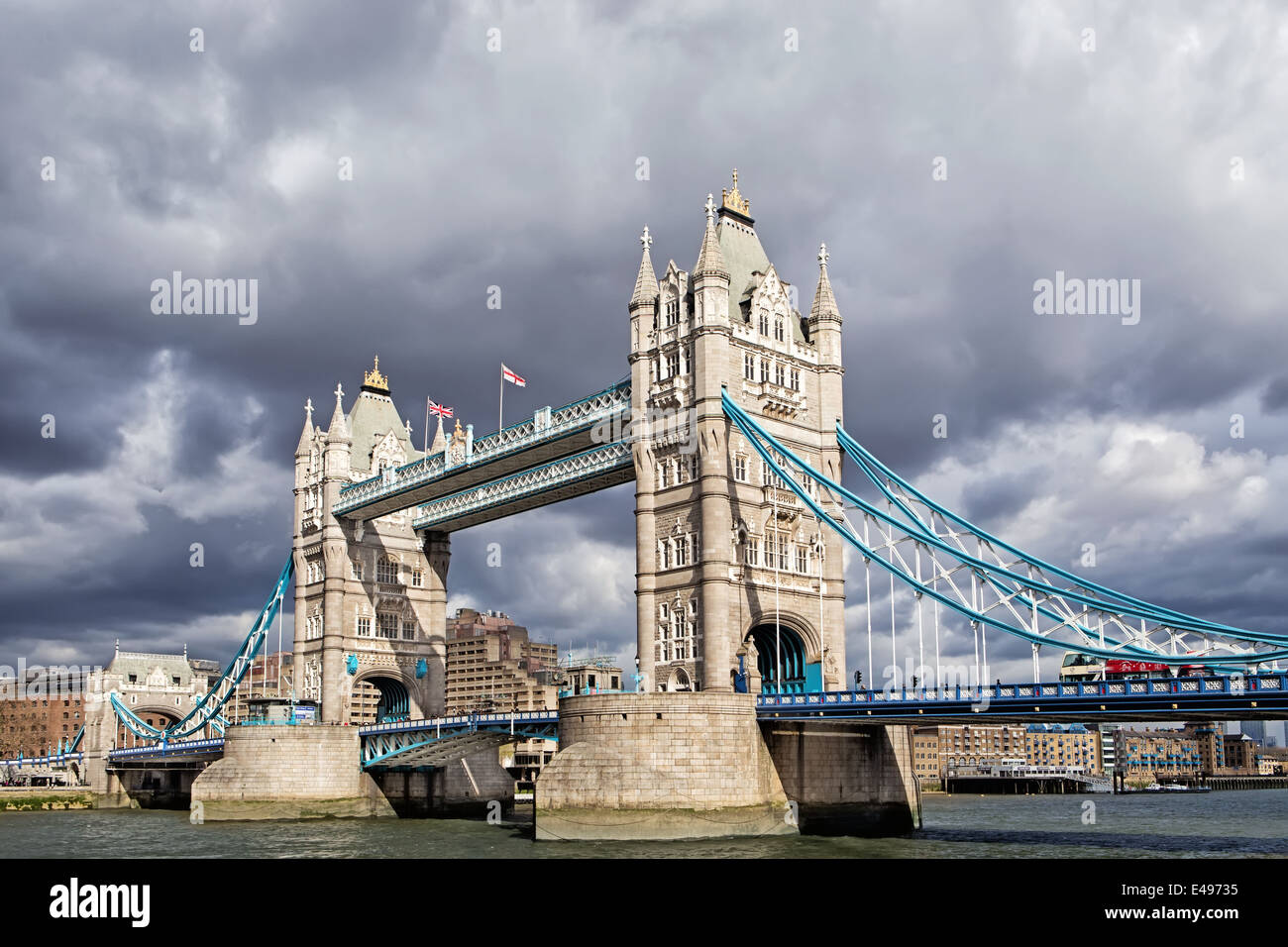 Tower Bridge (built 1886–1894) is a combined bascule and suspension ...