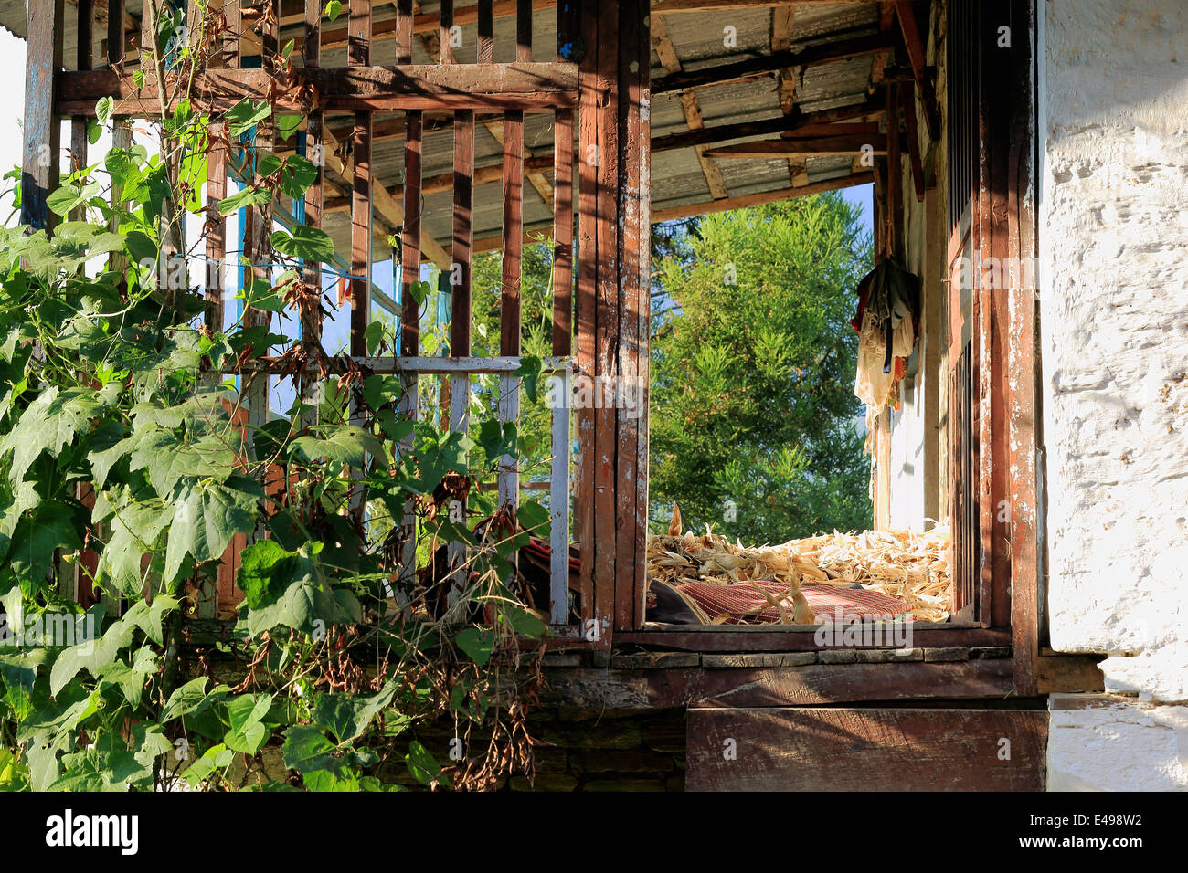 Stone house veranda in village hi-res stock photography and images - Alamy