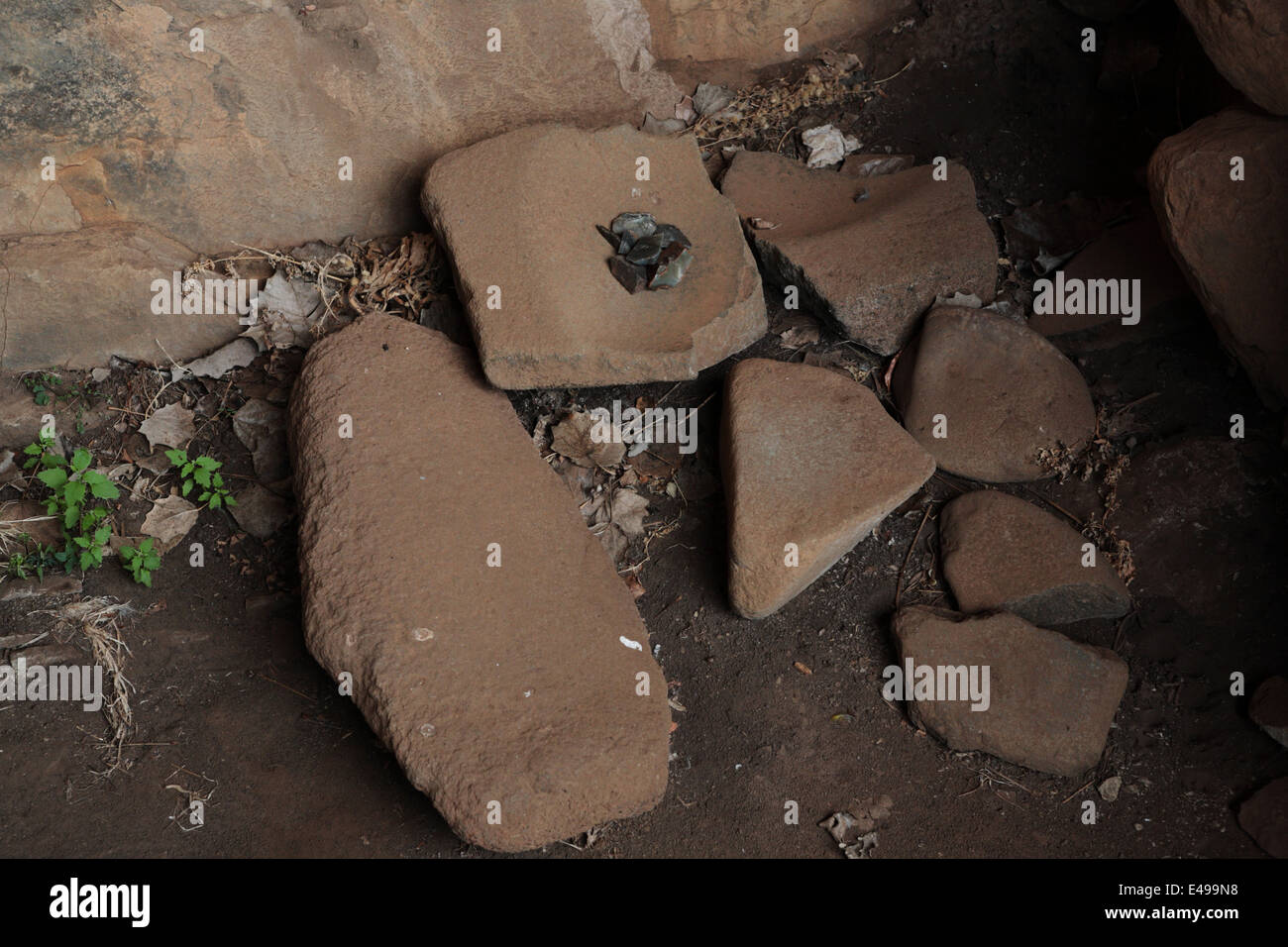 Stone age implements in Liphofung Cave, Lesotho Stock Photo - Alamy