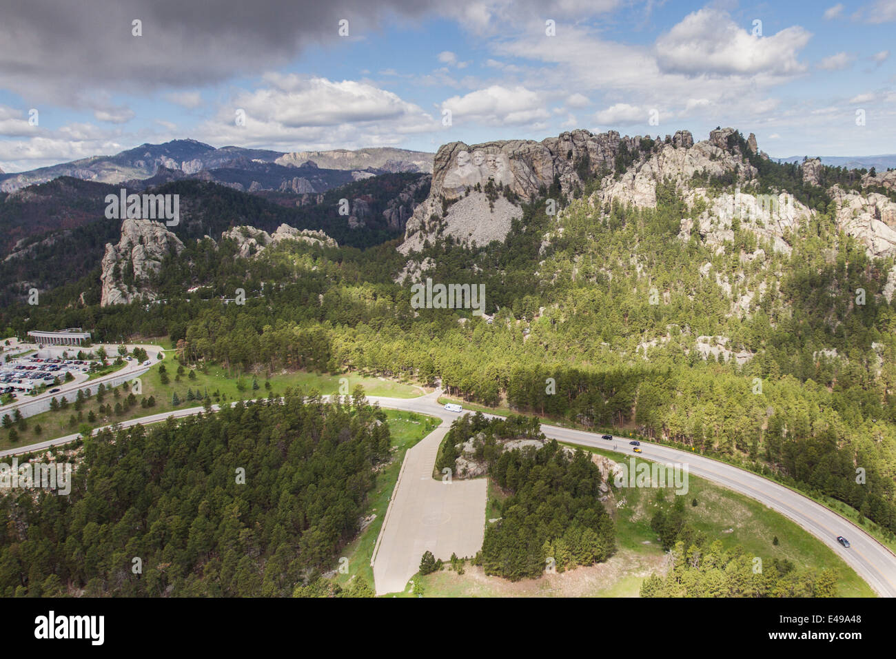 aerial view of Mount Rushmore on a cloudy spring morning Stock Photo ...