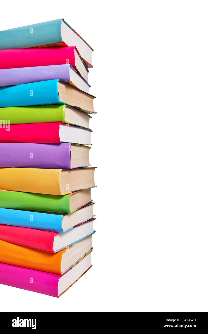 Stack of colorful books on white background Stock Photo - Alamy