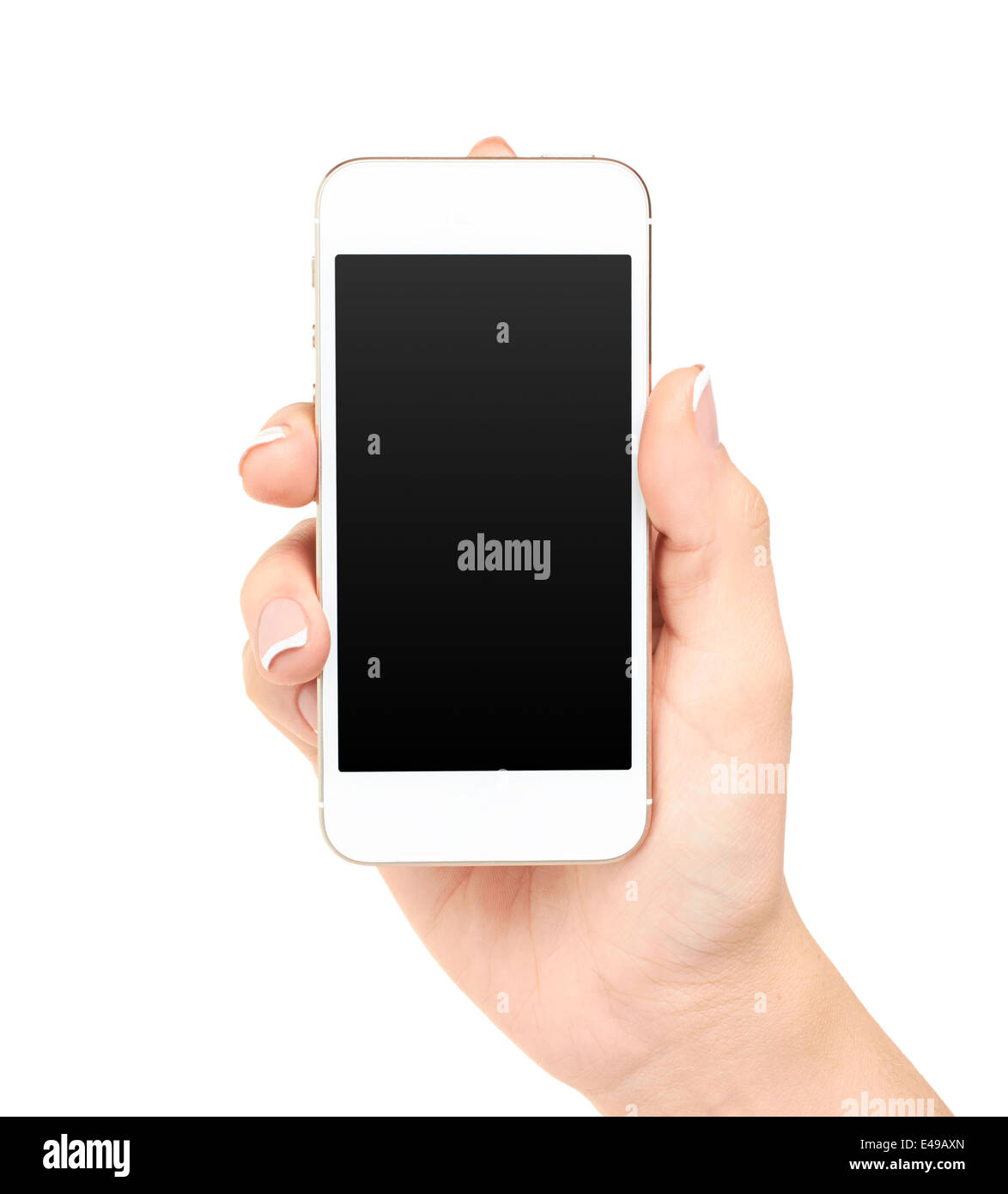 Woman holding new mobile Cut Out Stock Images & Pictures - Alamy