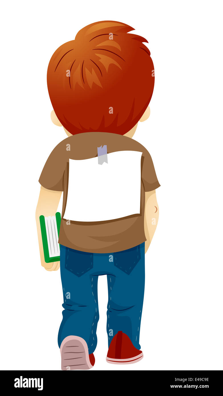 Illustration of a Bullied Boy with a Paper Stuck on His Back Stock ...