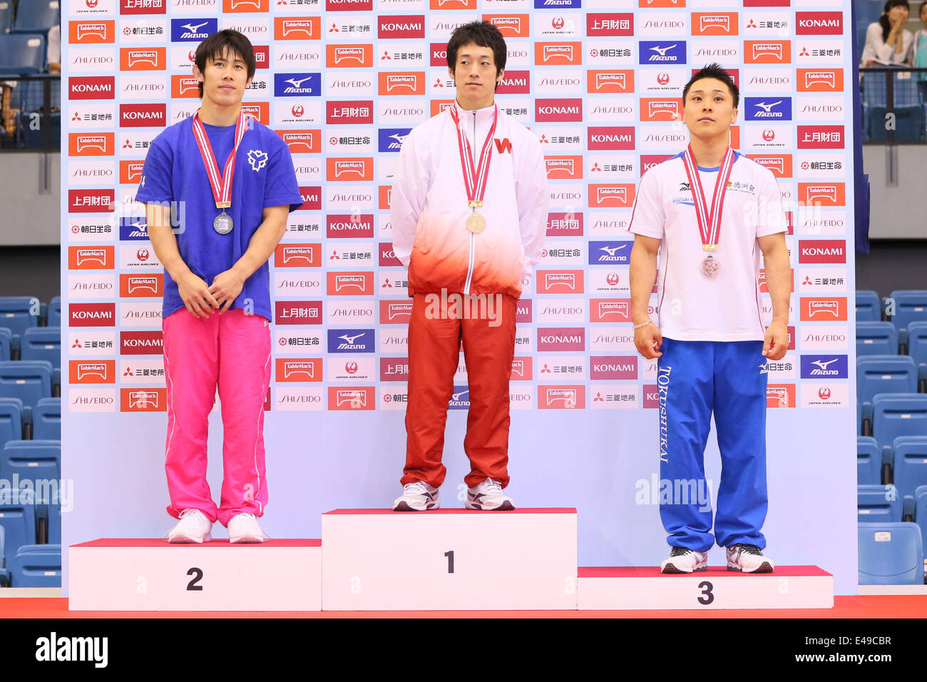 Chiba Port Arena, Chiba, Japan. 6th July, 2014. (L-R) Seiya Taura, Keisuke Ogura, Takumi Sato ...