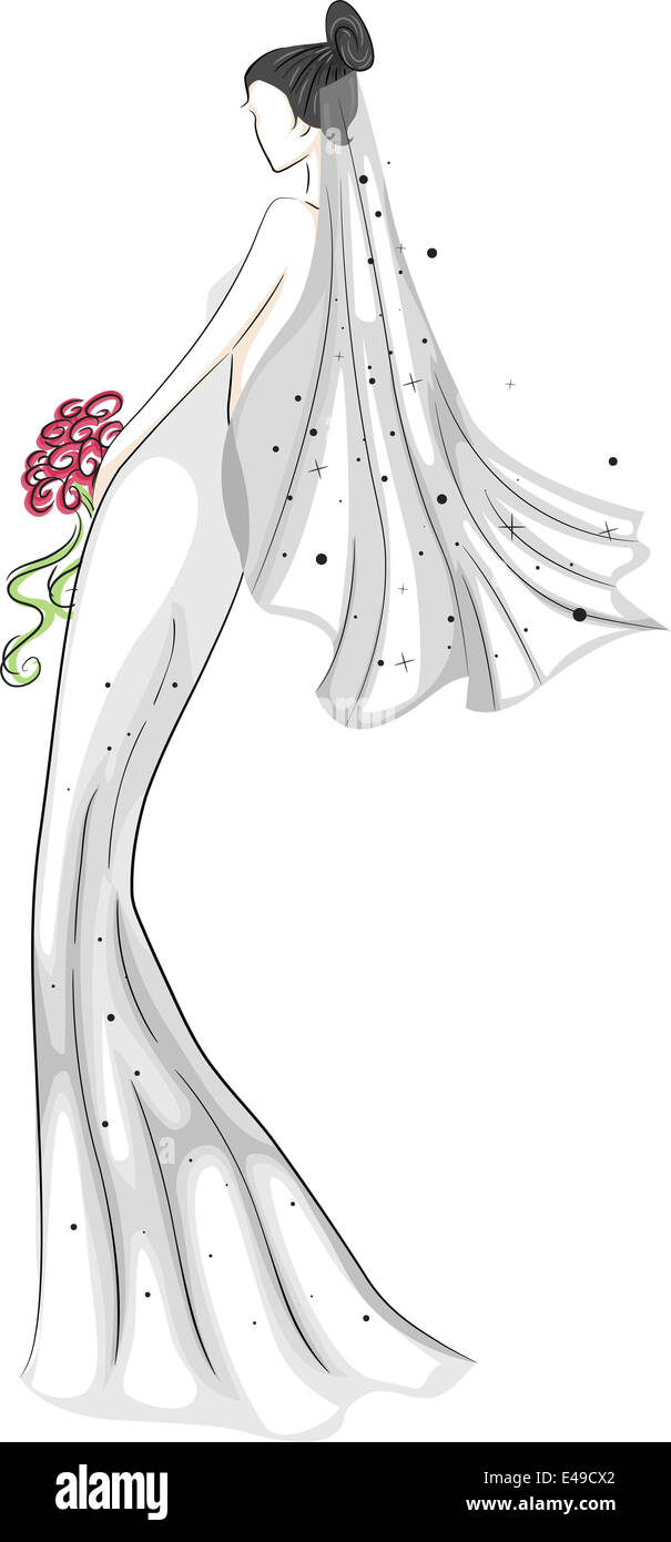 Sketchy Illustration of a Bride in Her Bridal Gown Stock Photo - Alamy