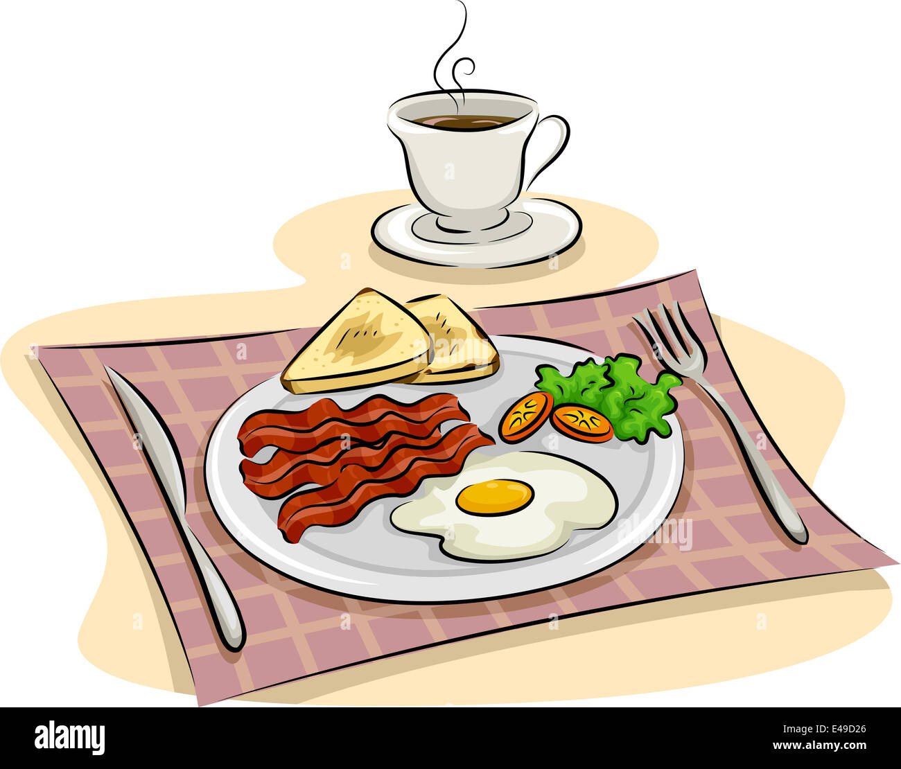 Illustration Featuring a Traditional English Breakfast Stock Photo - Alamy