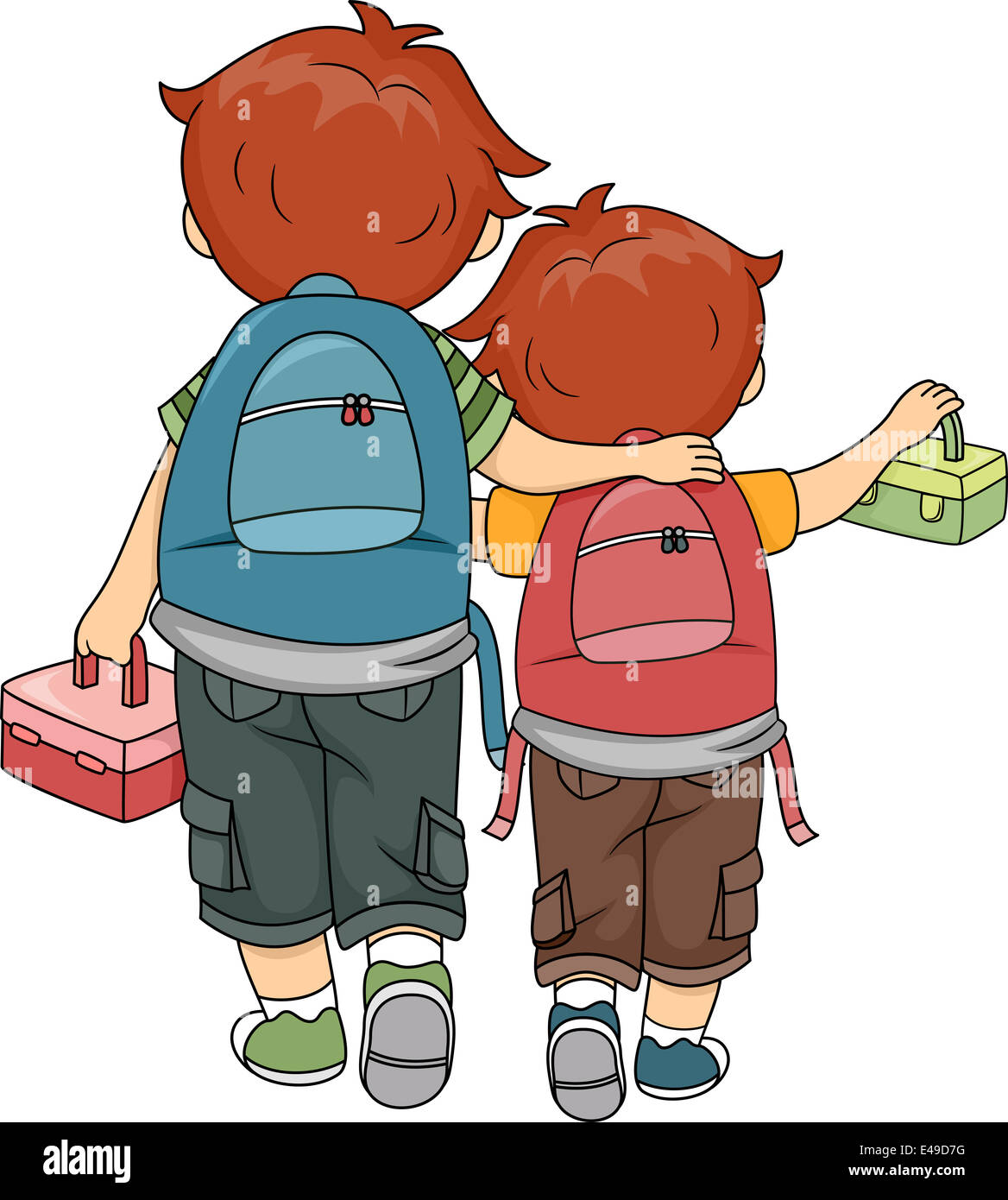 Back School Cartoon Kids Walking High Resolution Stock Photography and ...