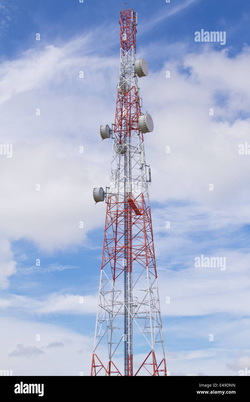 Telecommunication tower and blue sky Stock Photo - Alamy