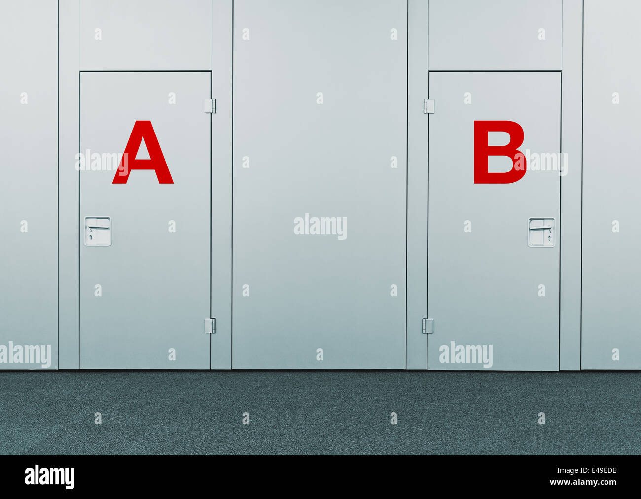 Closed doors with A and B marks. Concept of choice, decision making ...