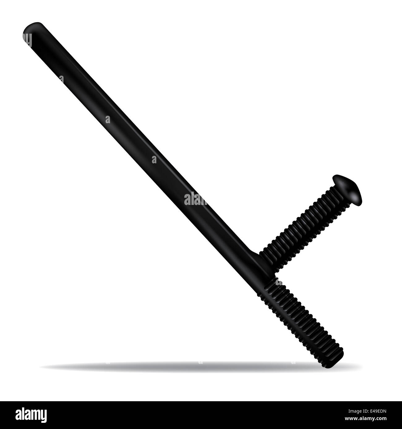 black police baton isolated on white. Rasterized Copy Stock Photo - Alamy