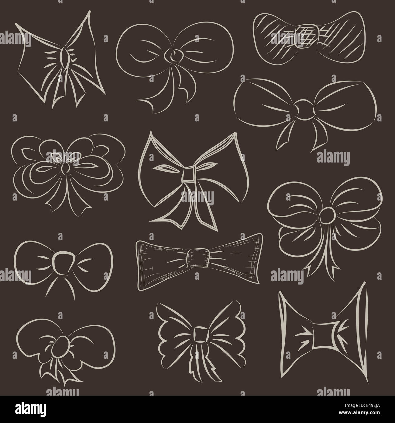 illustration of a set of hand drawn bows. Rasterized Copy Stock Photo ...