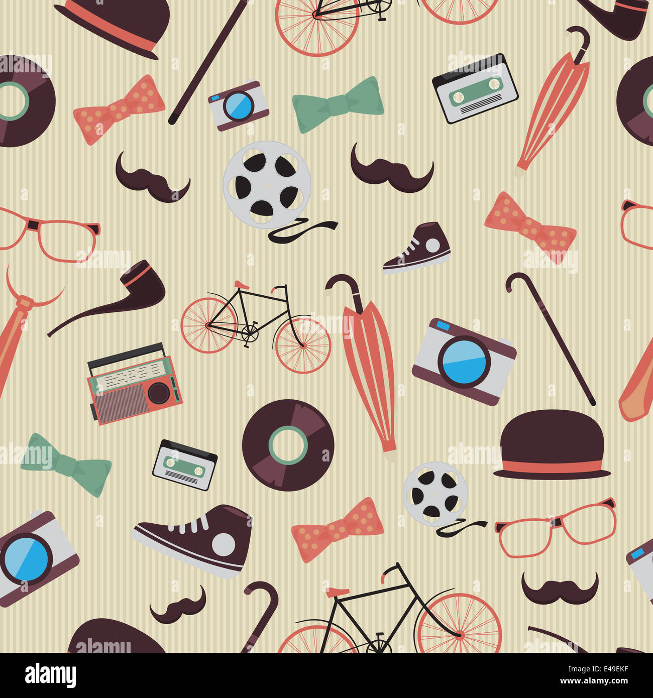 Hipster design with hipster elements and icons. Seamless pattern ...