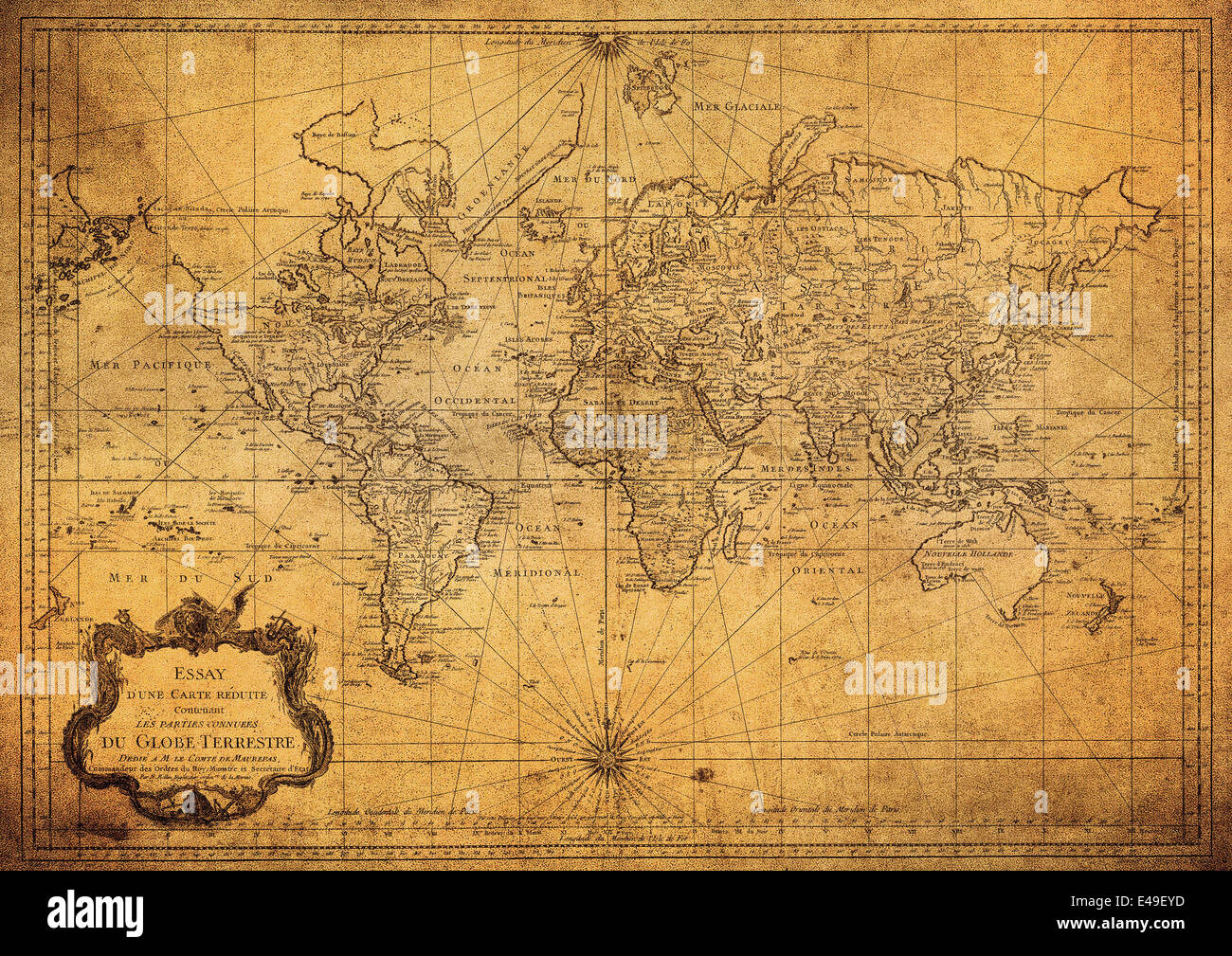 vintage map of the world 1778 Stock Photo - Alamy