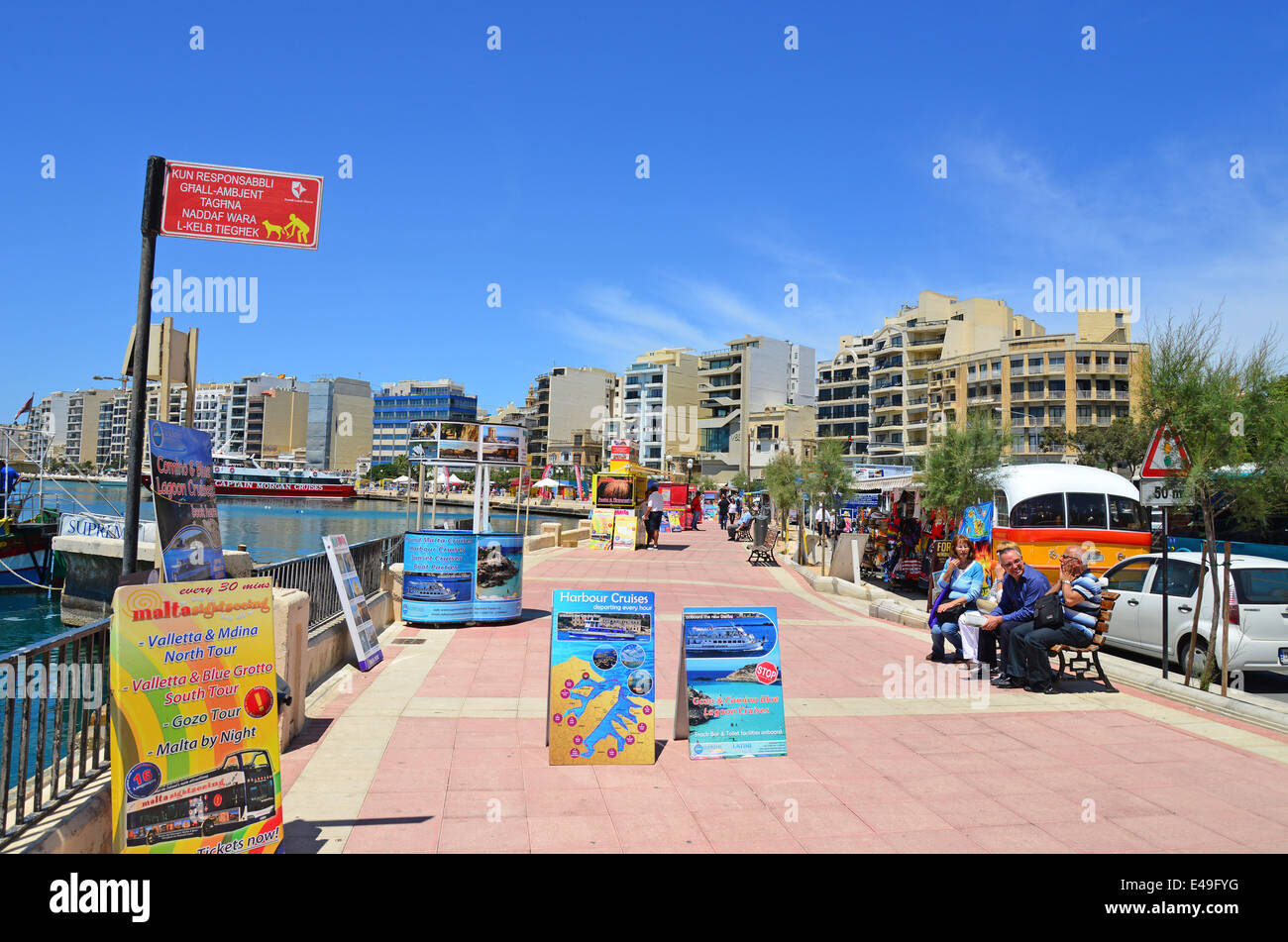 Seafront promenade, Sliema (Tas-Sliema), Northern Harbour District ...