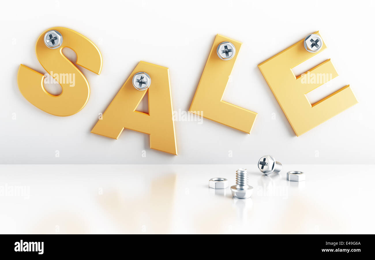 word sale attached with bolts Stock Photo - Alamy