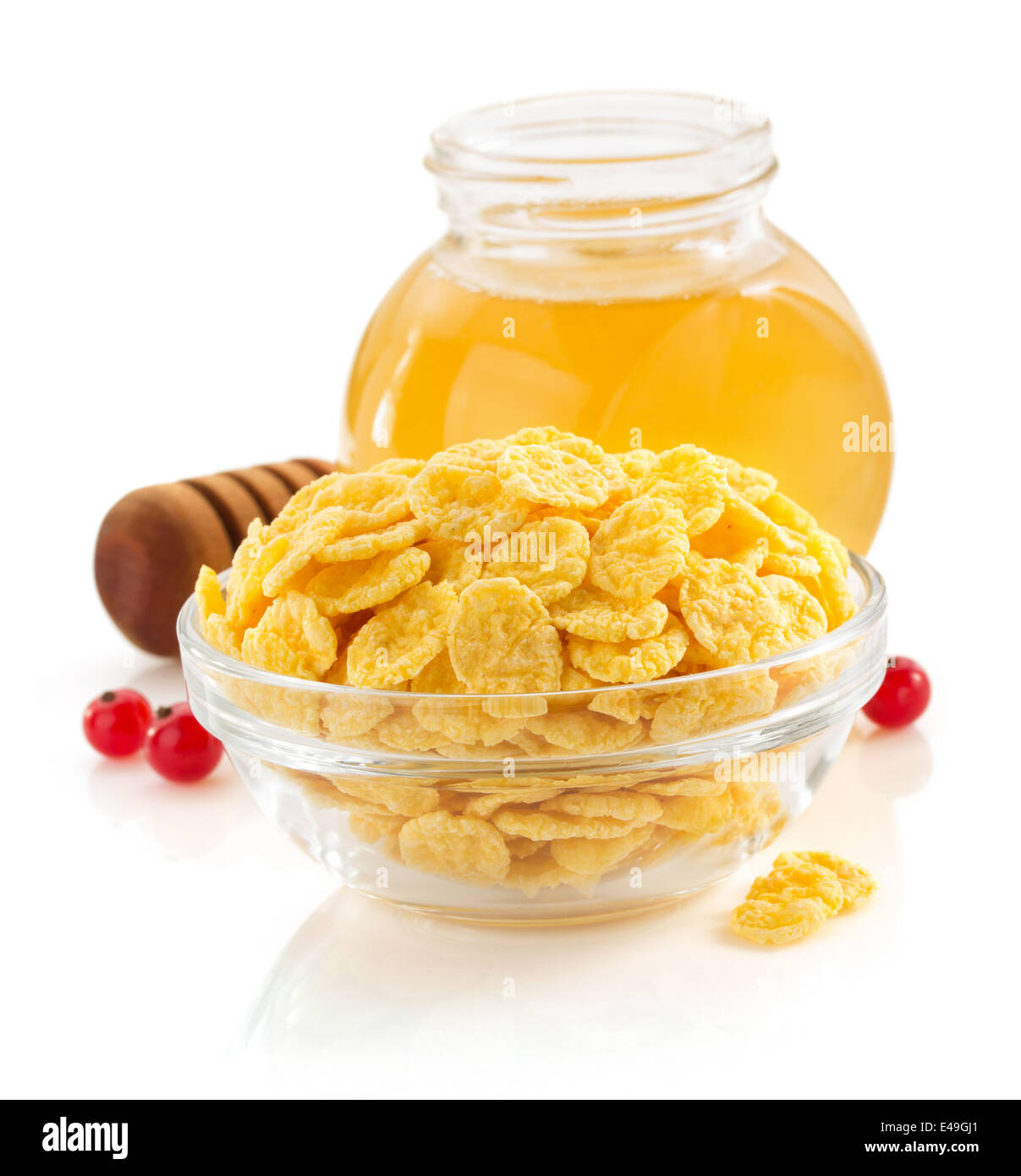 corn flakes in bowl isolated on white background Stock Photo - Alamy