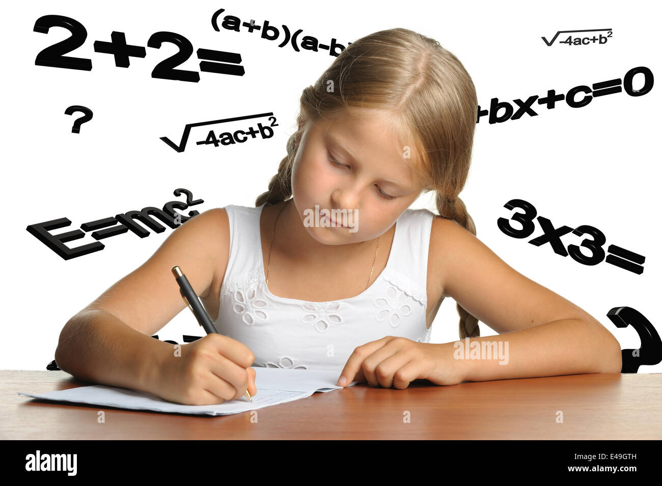 The girl and mathematical formulas Stock Photo - Alamy