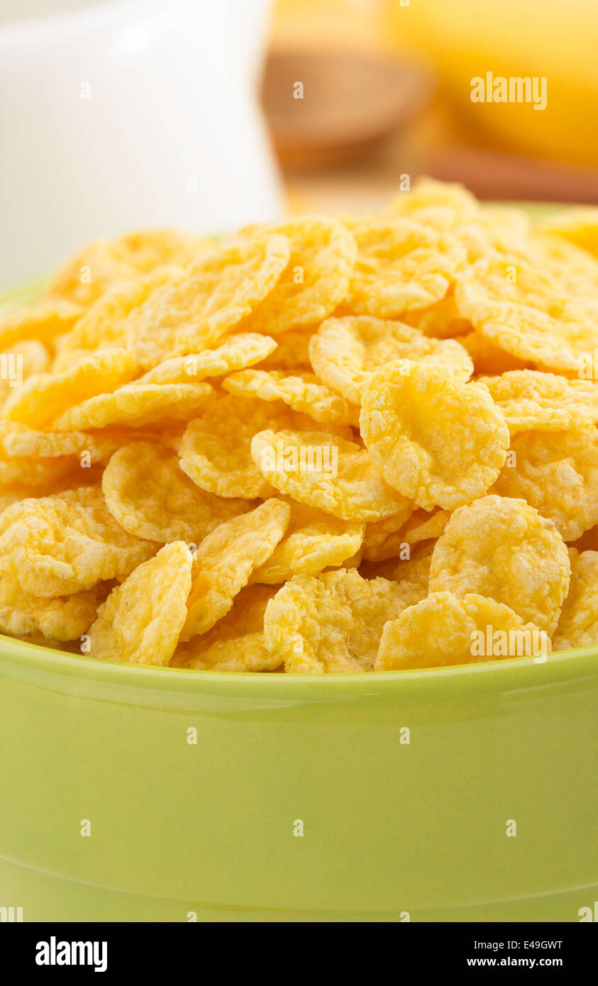 corn flakes in bowl at napkin Stock Photo - Alamy