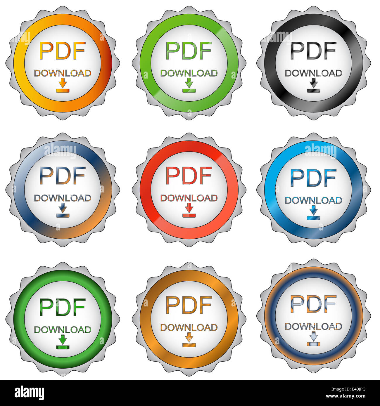 Nine pdf download icons Stock Photo - Alamy