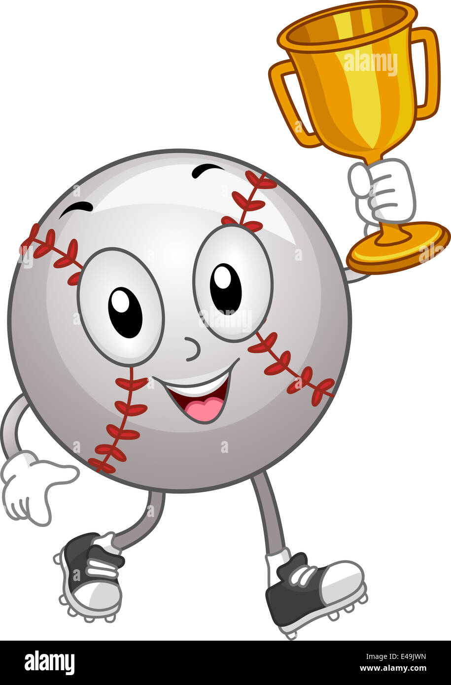 Mascot Illustration of a Baseball Holding a Gold Trophy Stock Photo - Alamy