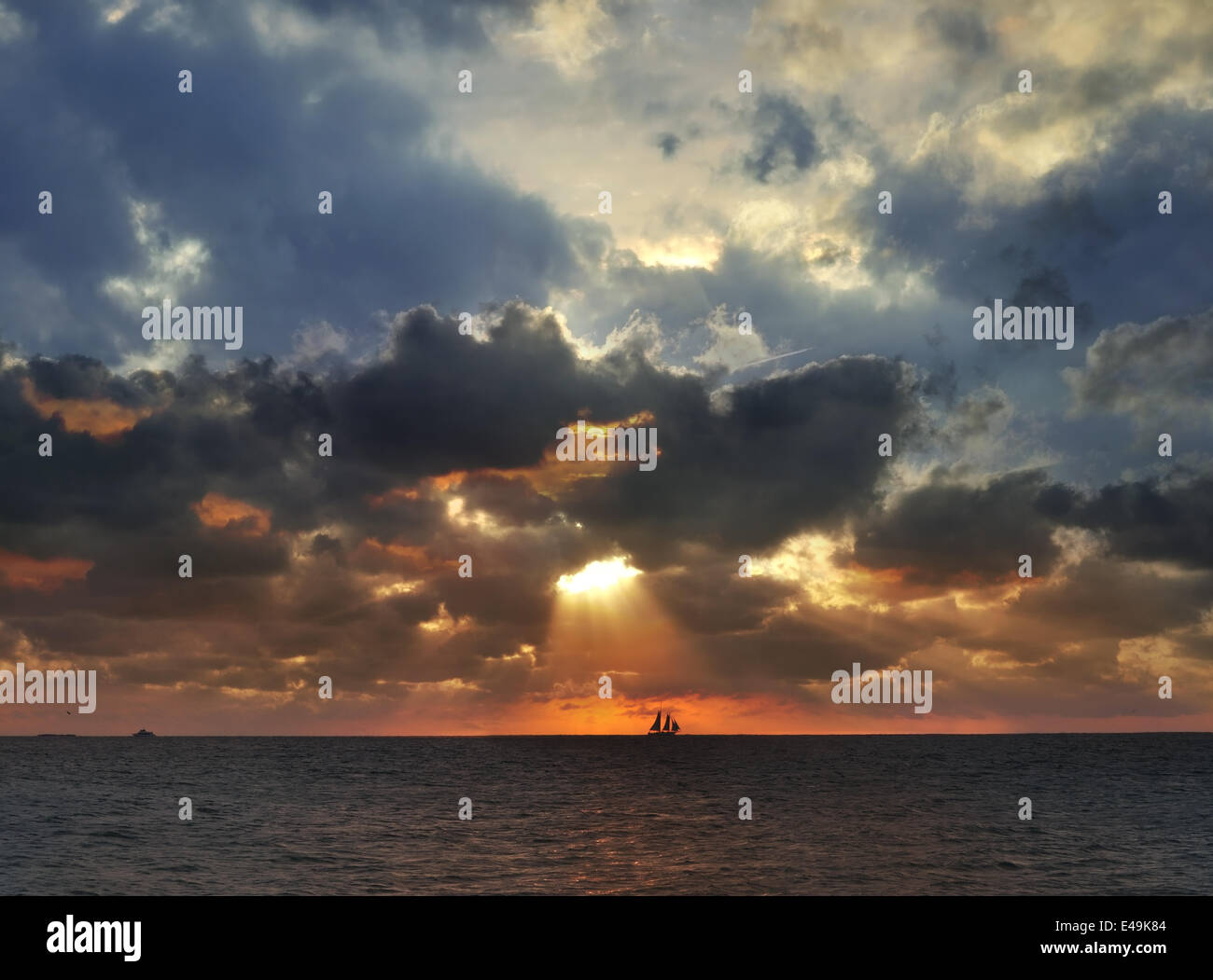 Sunset Over The Sea Stock Photo - Alamy