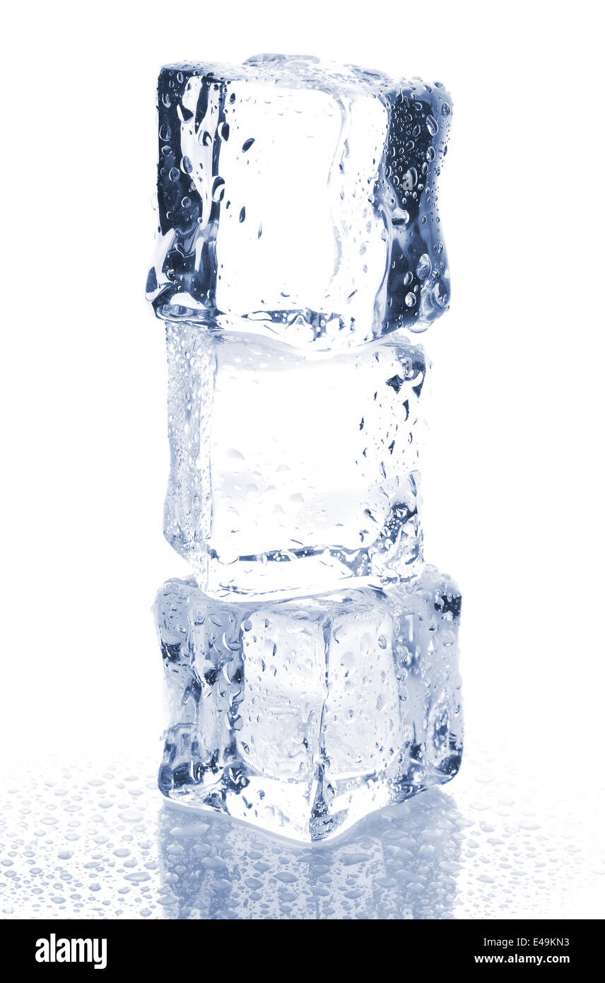 Three ice cubes with water drops Stock Photo - Alamy