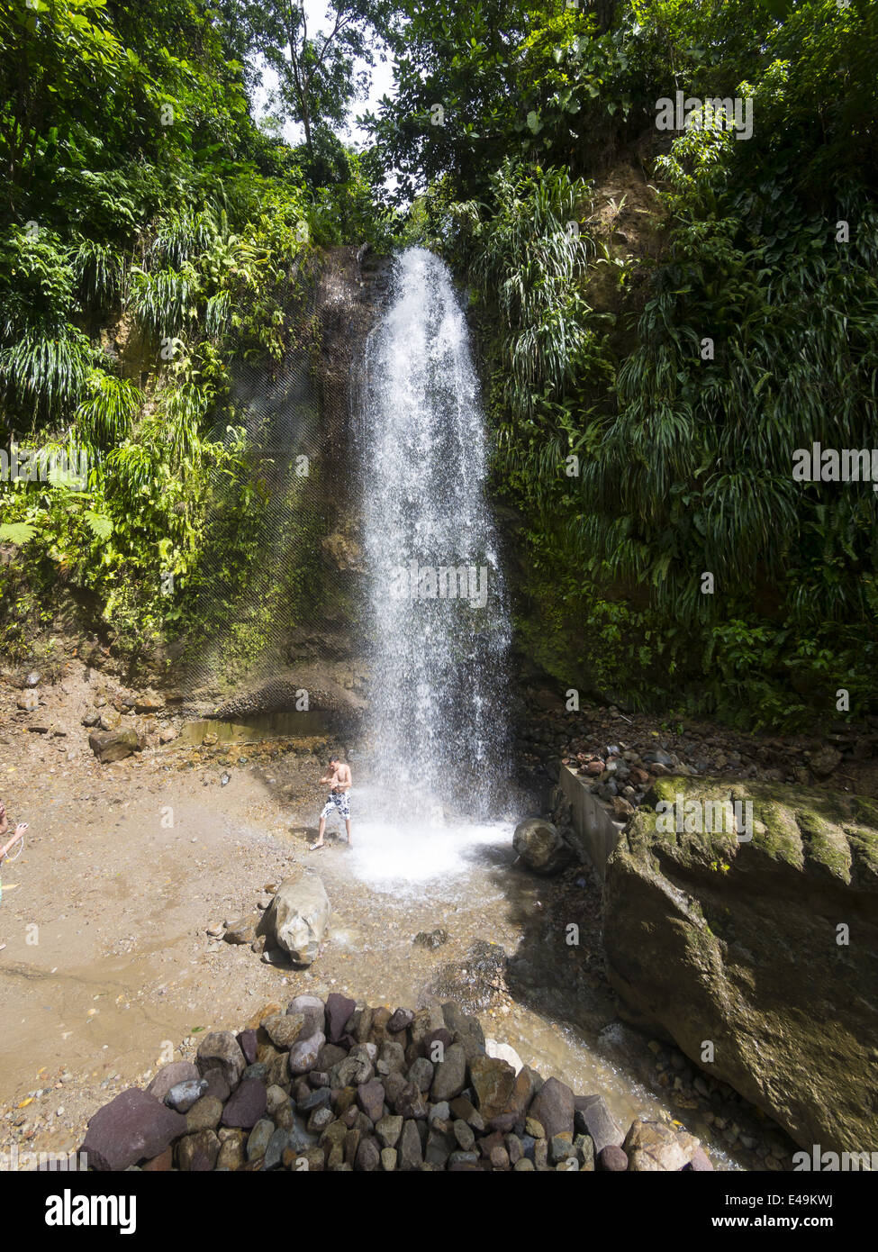 Antilles, Lesser Antilles, Saint Lucia, Soufriere, man standing in ...