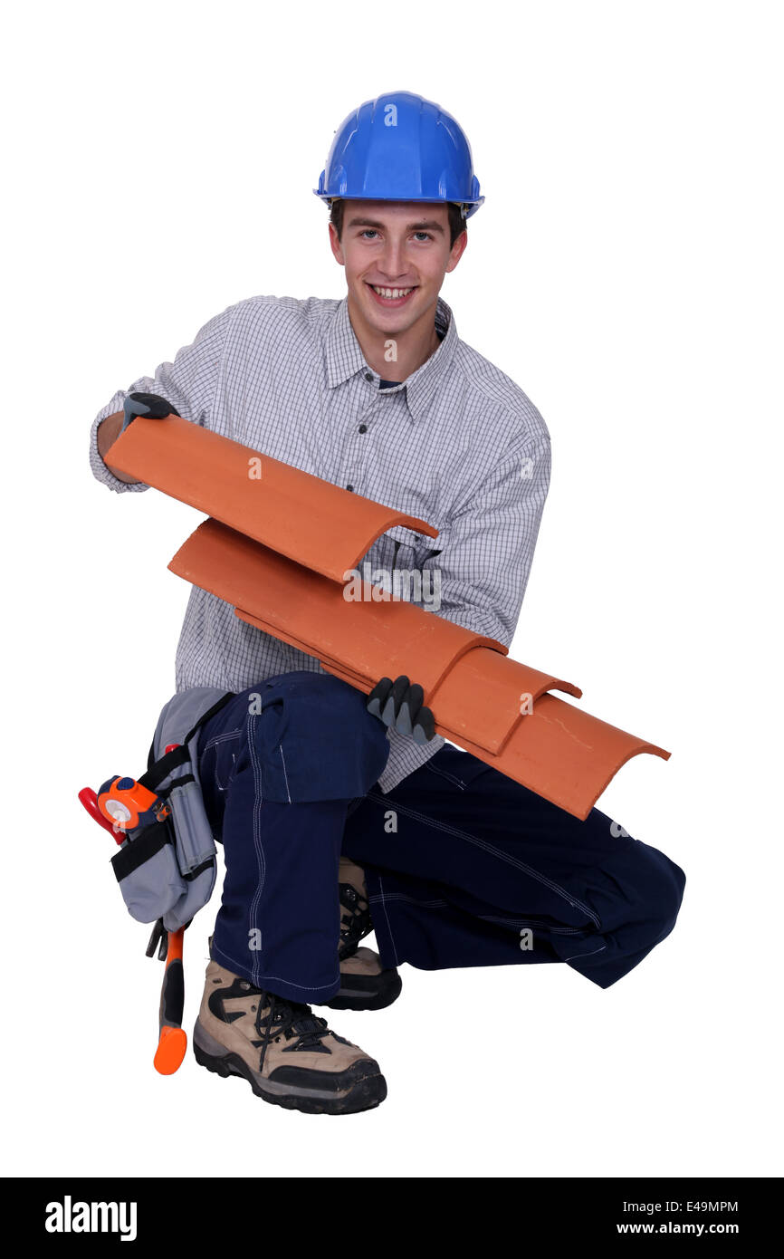 Worker roofing Cut Out Stock Images & Pictures - Alamy