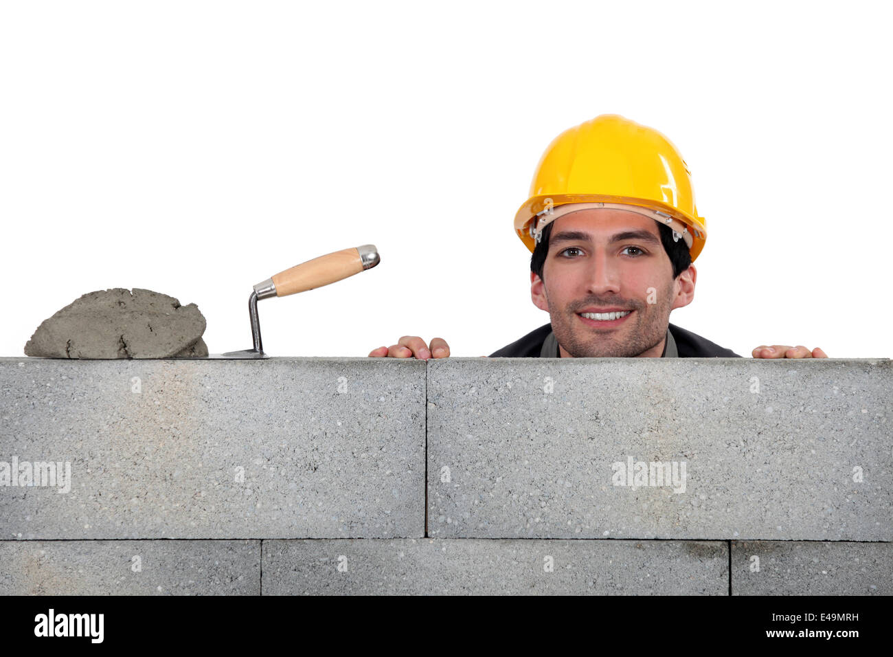 Mason only head above wall hi-res stock photography and images - Alamy