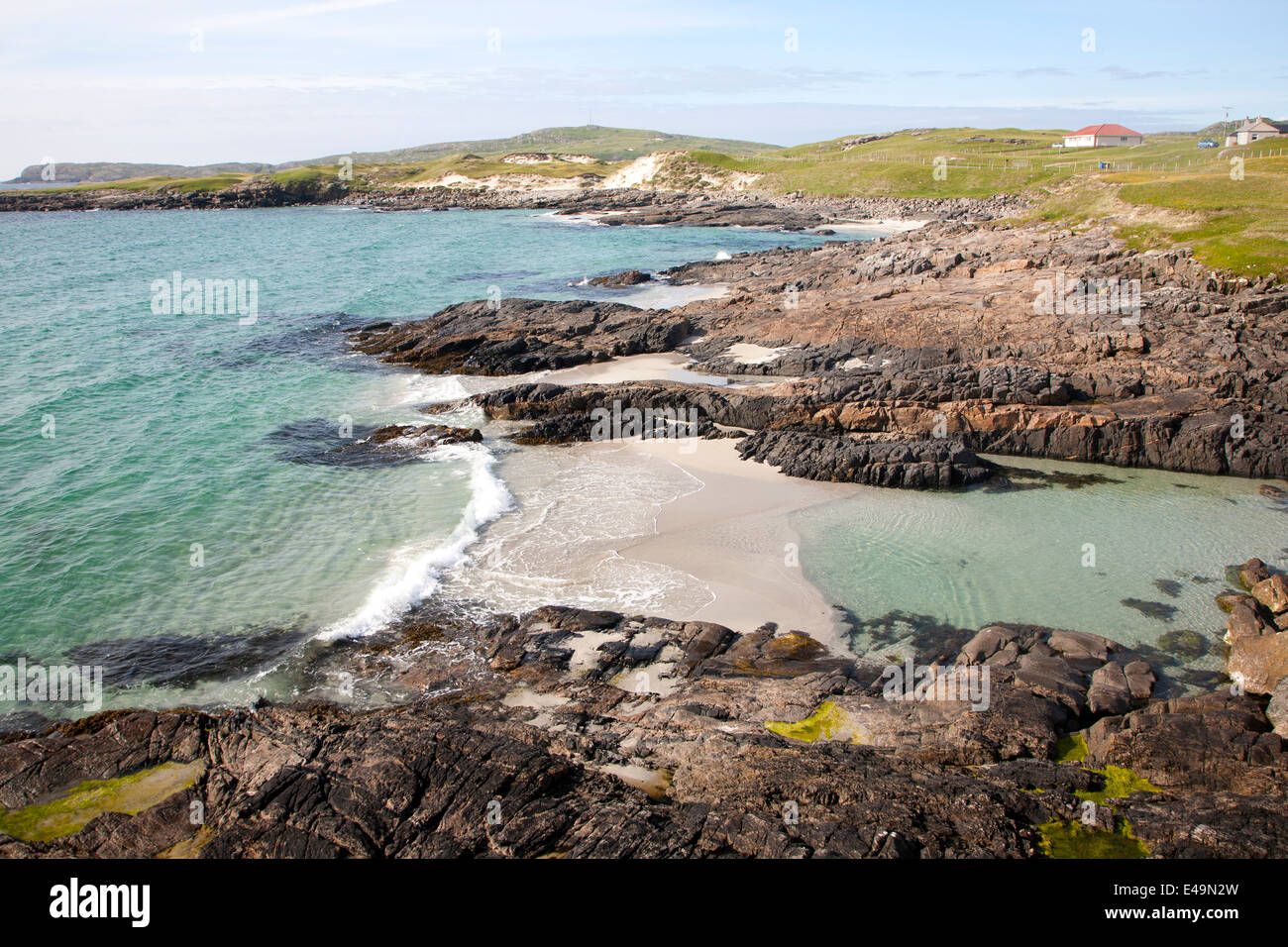 Atlantic coastline and sea Isle of Barra, Outer Hebrides, Scotland ...