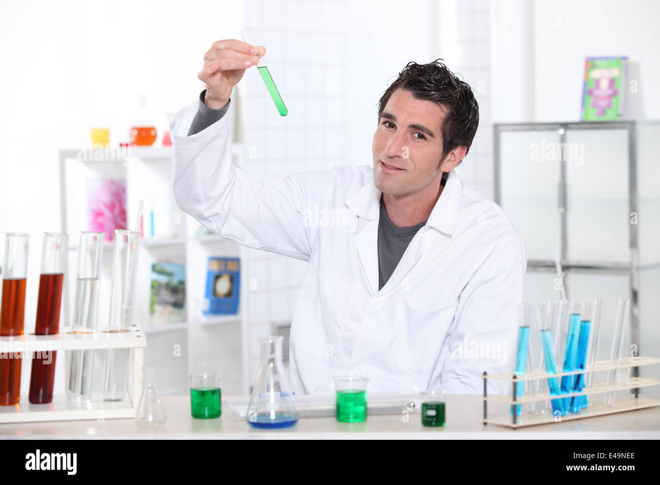 Man wearing lab coat Stock Photo - Alamy
