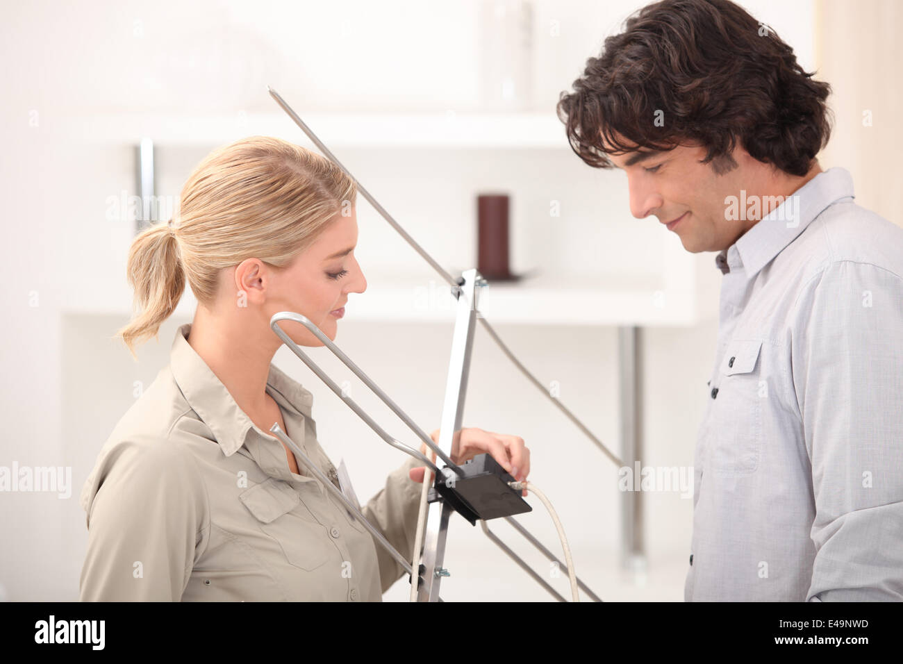 Installing tv reception hi-res stock photography and images - Alamy