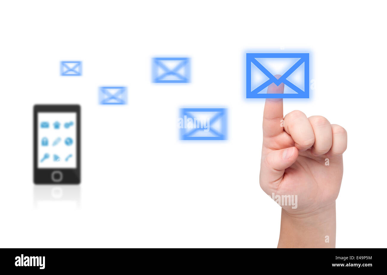 Sending mail on smartphone Cut Out Stock Images & Pictures - Alamy