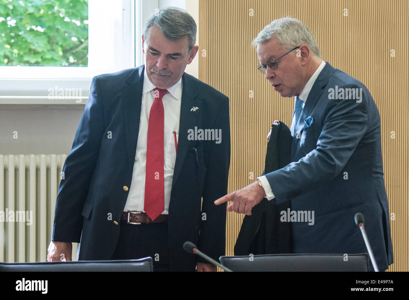 Regensburg, Germany. 7th July, 2014. Gustl Mollath (L) stands next to ...