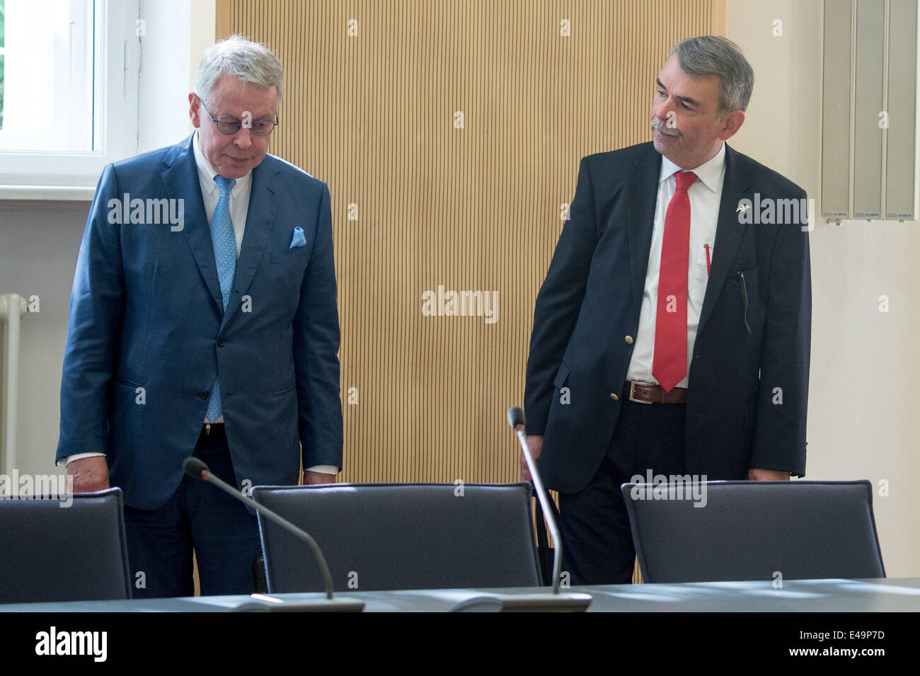 Regensburg, Germany. 7th July, 2014. Gustl Mollath (R) stands next to ...