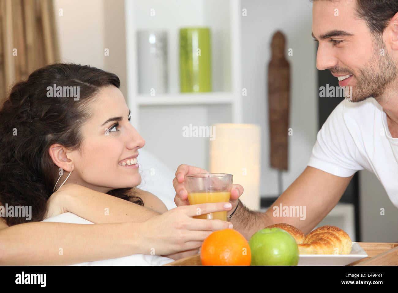 couple having breakfast Stock Photo - Alamy