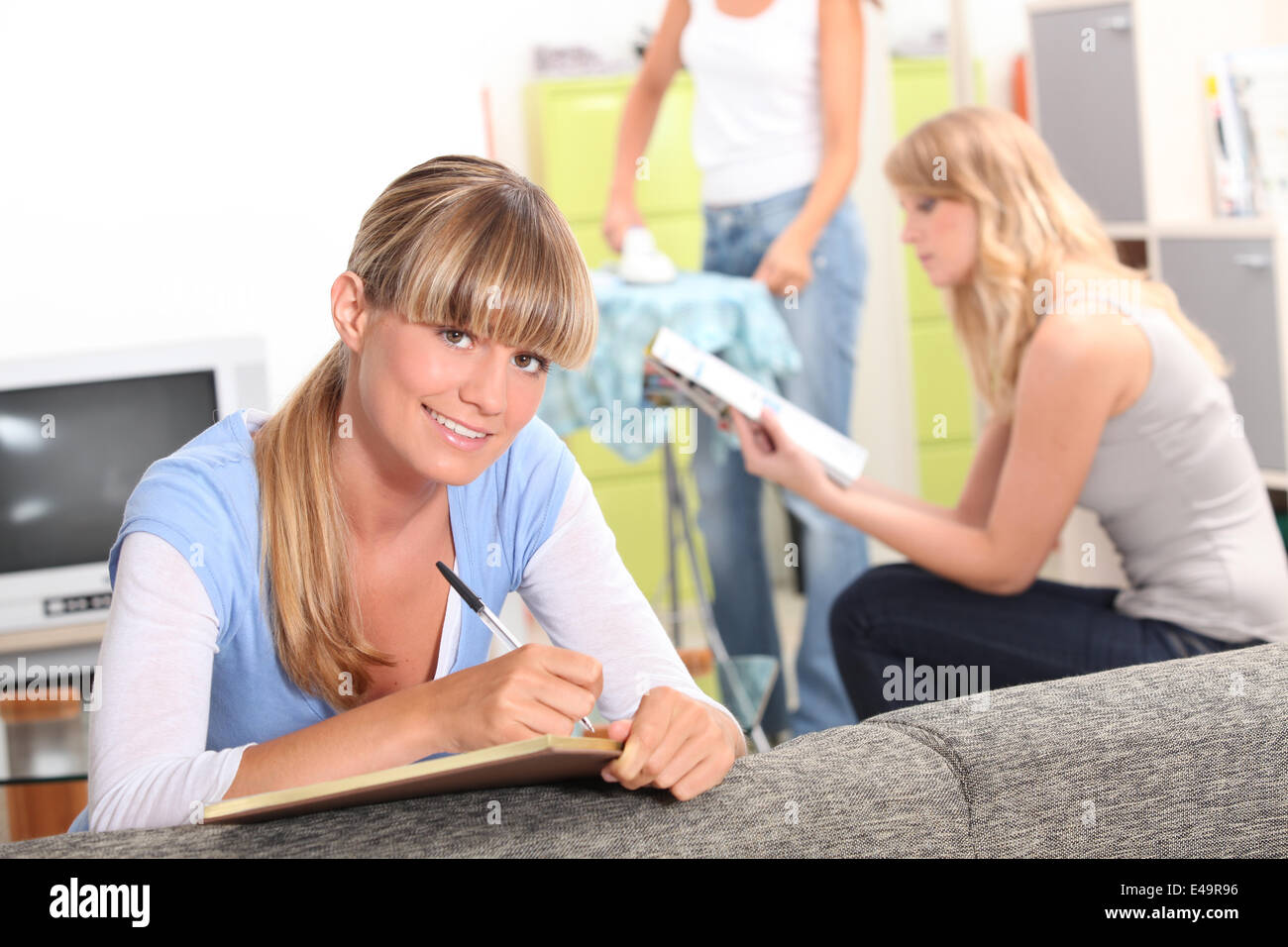 trio of flatmates Stock Photo - Alamy