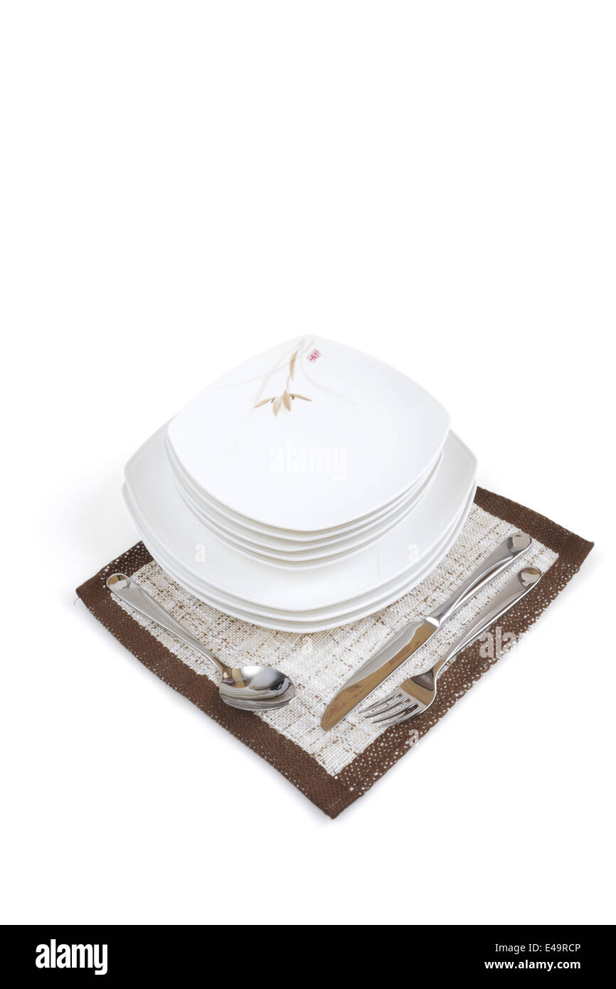 Table layout with tableware Stock Photo - Alamy