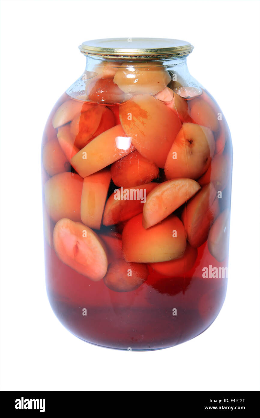 canned apple on white background Stock Photo - Alamy