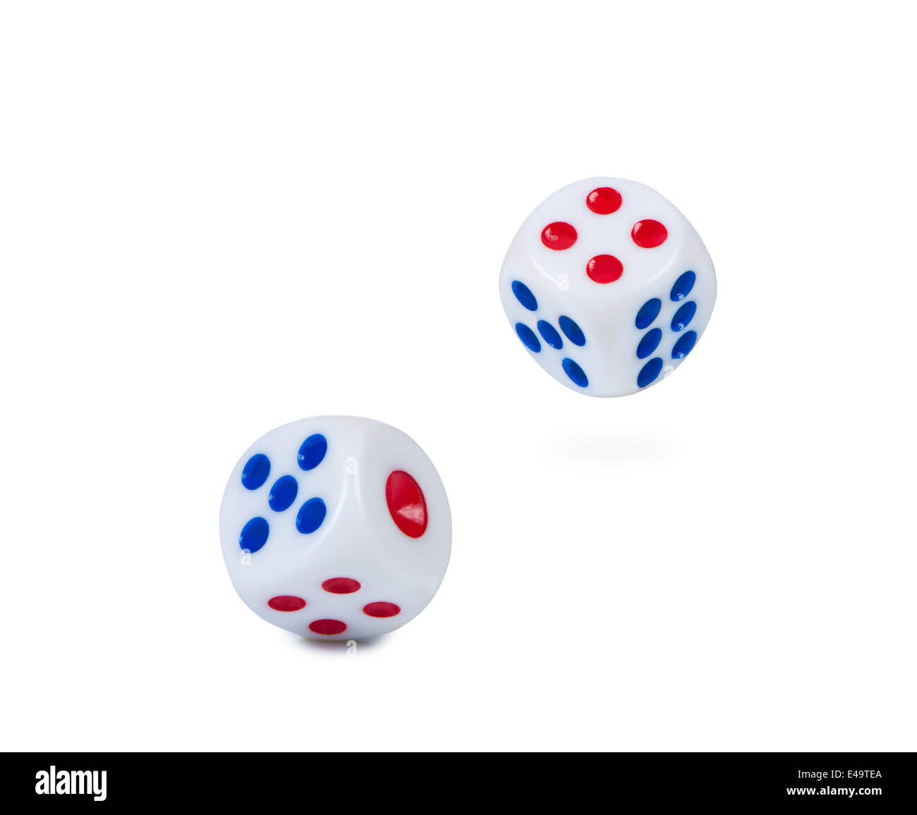 Flying dice on a white background Stock Photo - Alamy