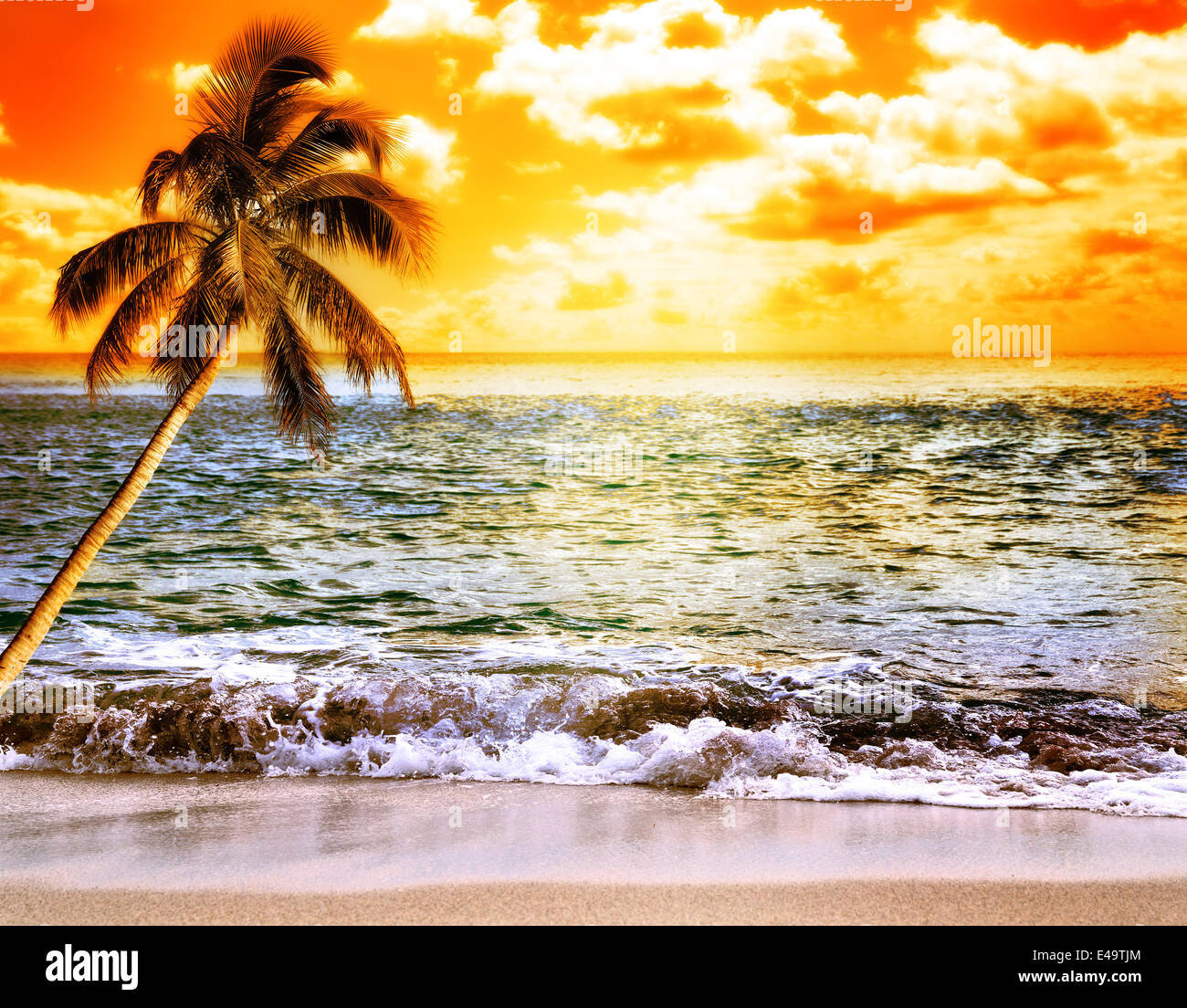 Ocean At Sunset Stock Photo - Alamy