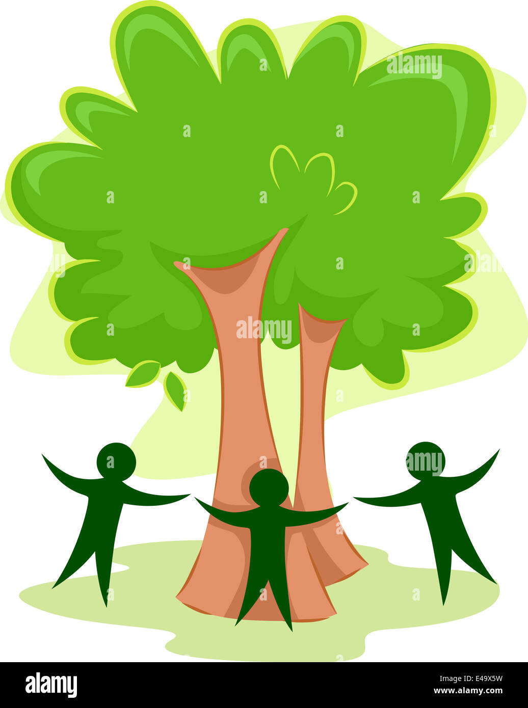 Icon Illustration Featuring the Outlines of People Surrounding a Tree ...