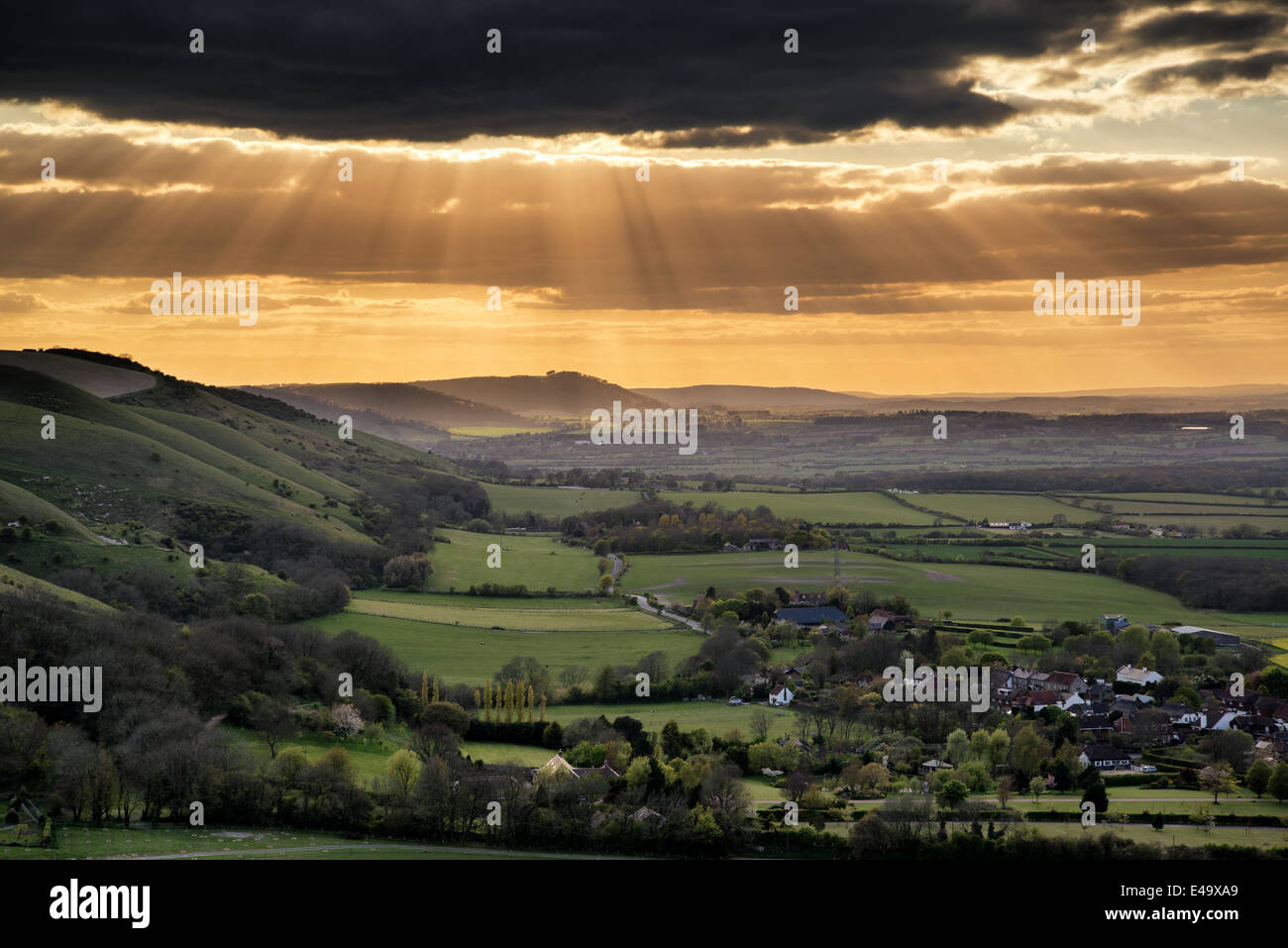 Stunning Summer sunset across countryside escarpment landscape Stock ...