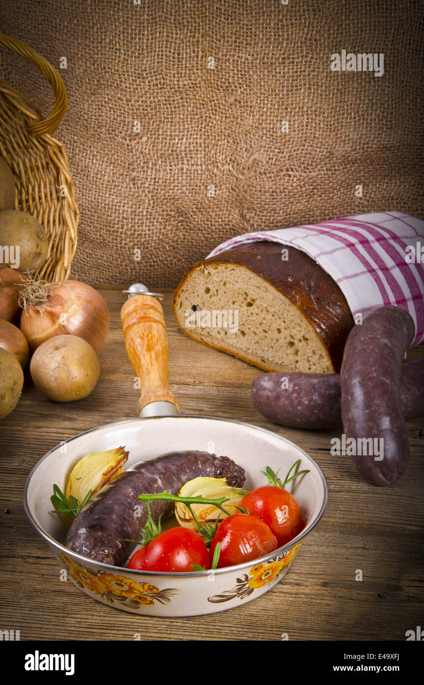 Krupniok traditional blood sausage in Polish cuisine Stock Photo - Alamy