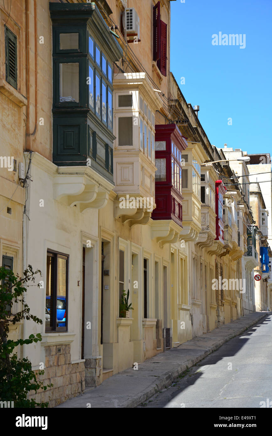 Houses with traditional gallarija balconies, Sliema (Tas-Sliema ...