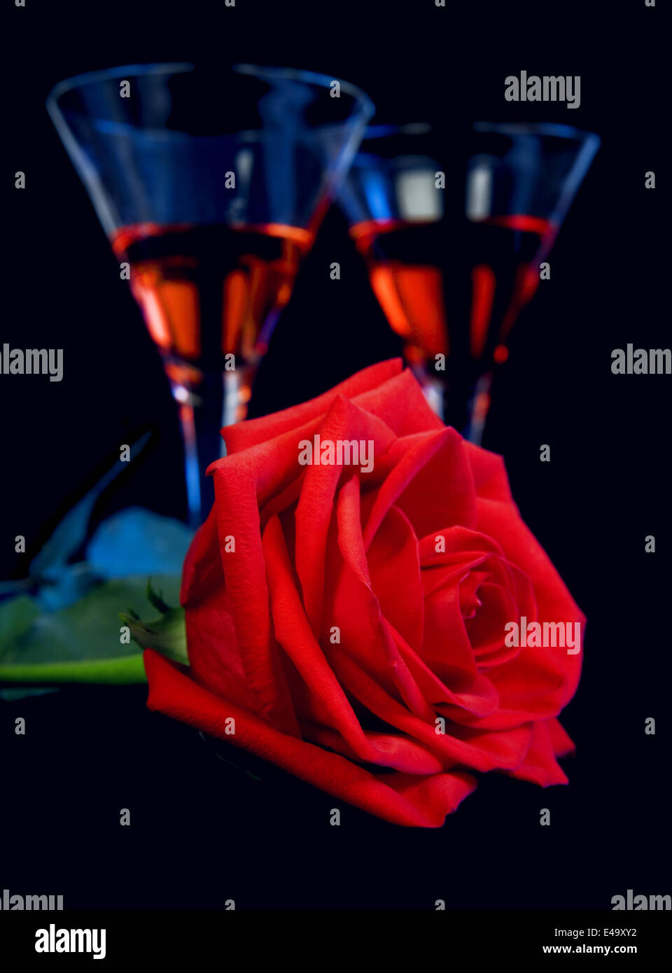 Gentle red rose and liquor Stock Photo - Alamy