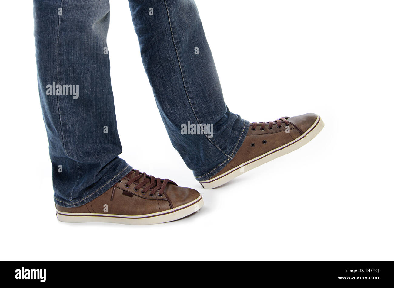 male legs walking isolated on white Stock Photo - Alamy