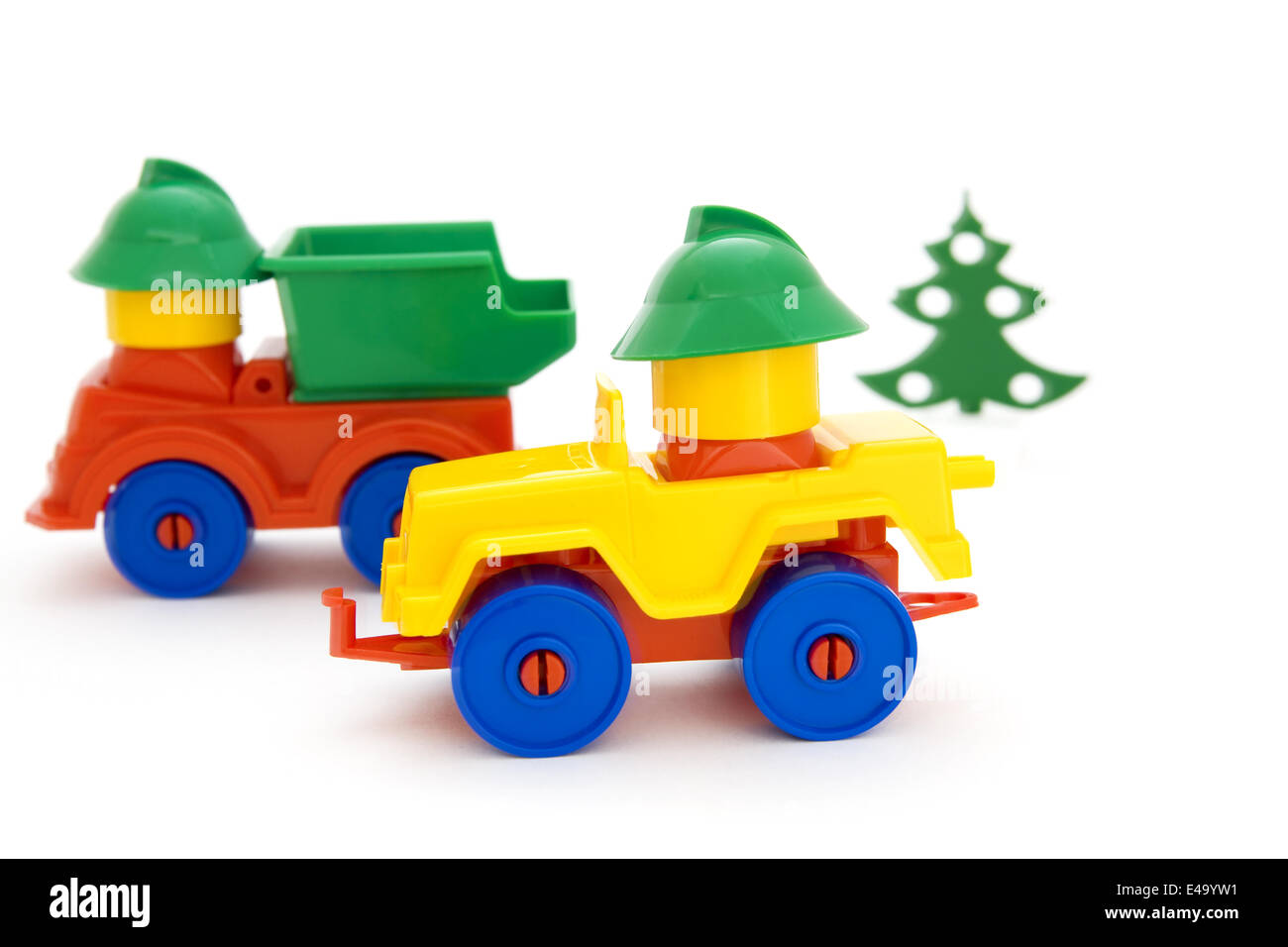 Bright toy cars and tree Stock Photo - Alamy