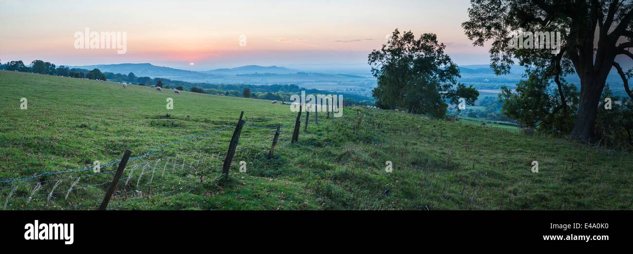 Cotswold Hills at sunset, Winchcombe, Gloucestershire, The Cotswolds ...