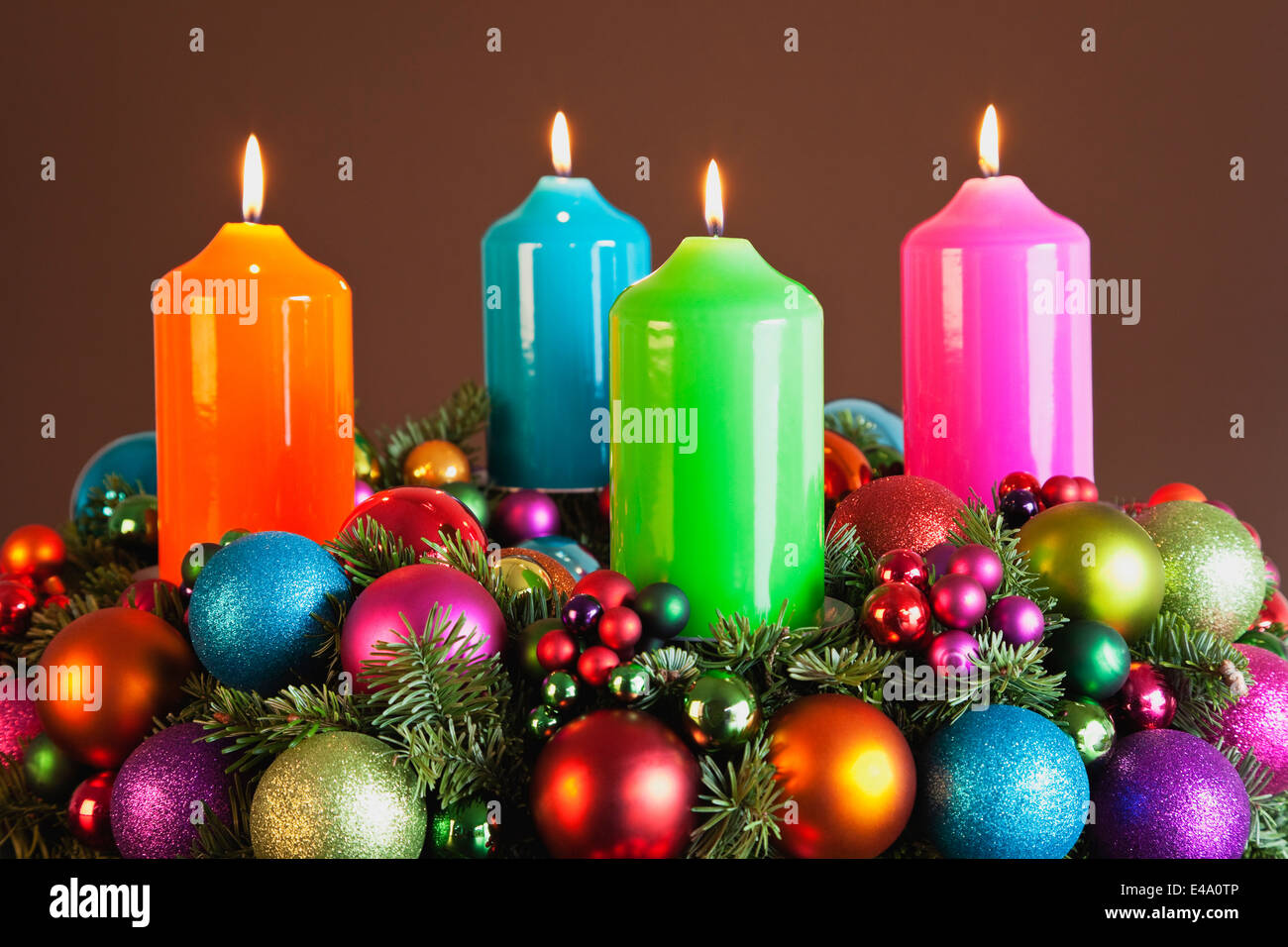Advent wreath with coloured candles Stock Photo - Alamy